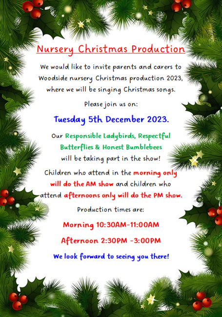 Woodside Primary Academy - Nursery Calendar & Events